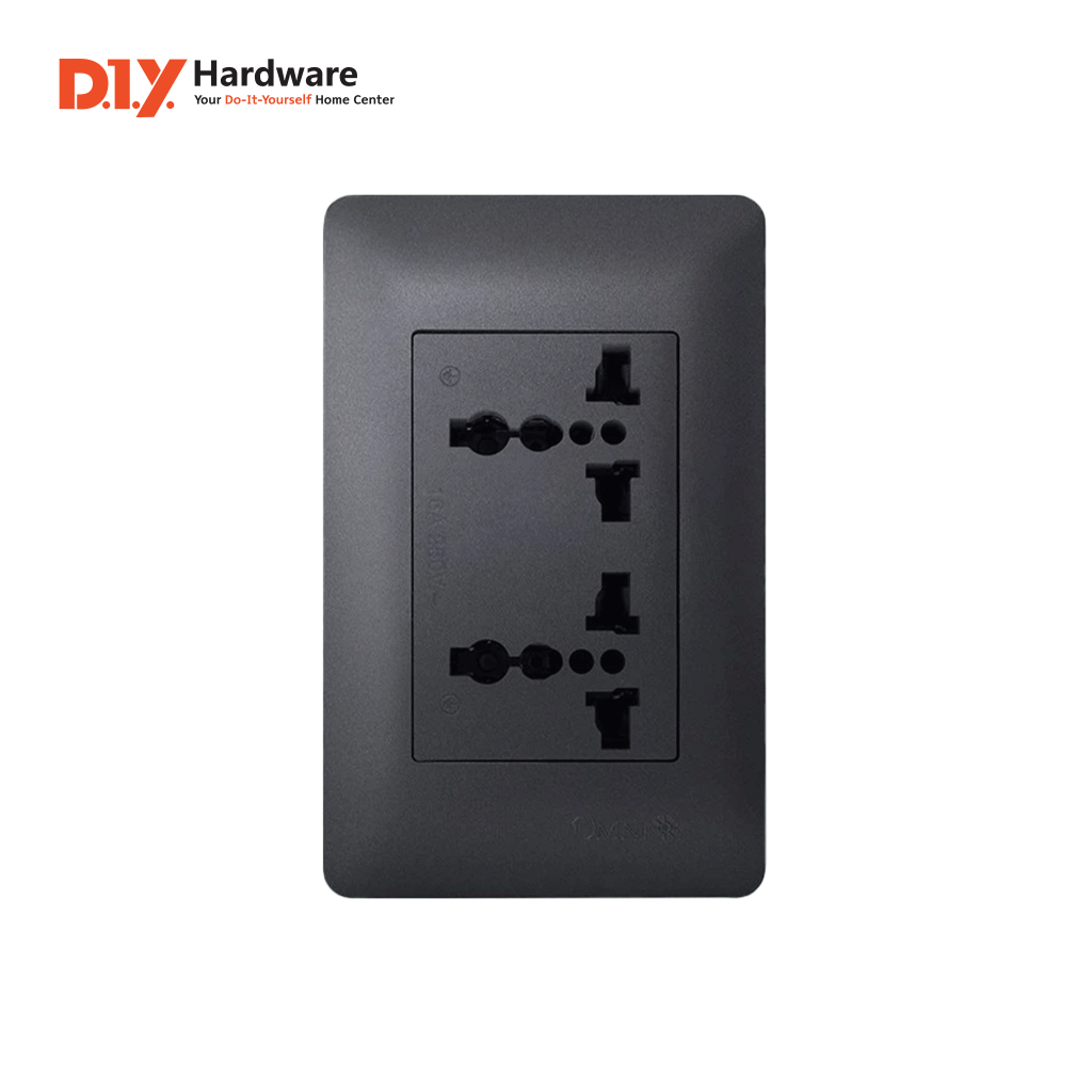 OMNI by DIY Hardware Duplex Universal Outlet with Ground in Graphite ...