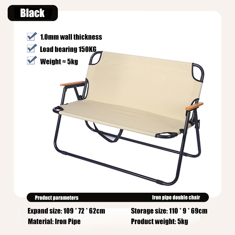 Outdoor Foldable Double Chair Portable Aluminum Rest Chair With Back ...