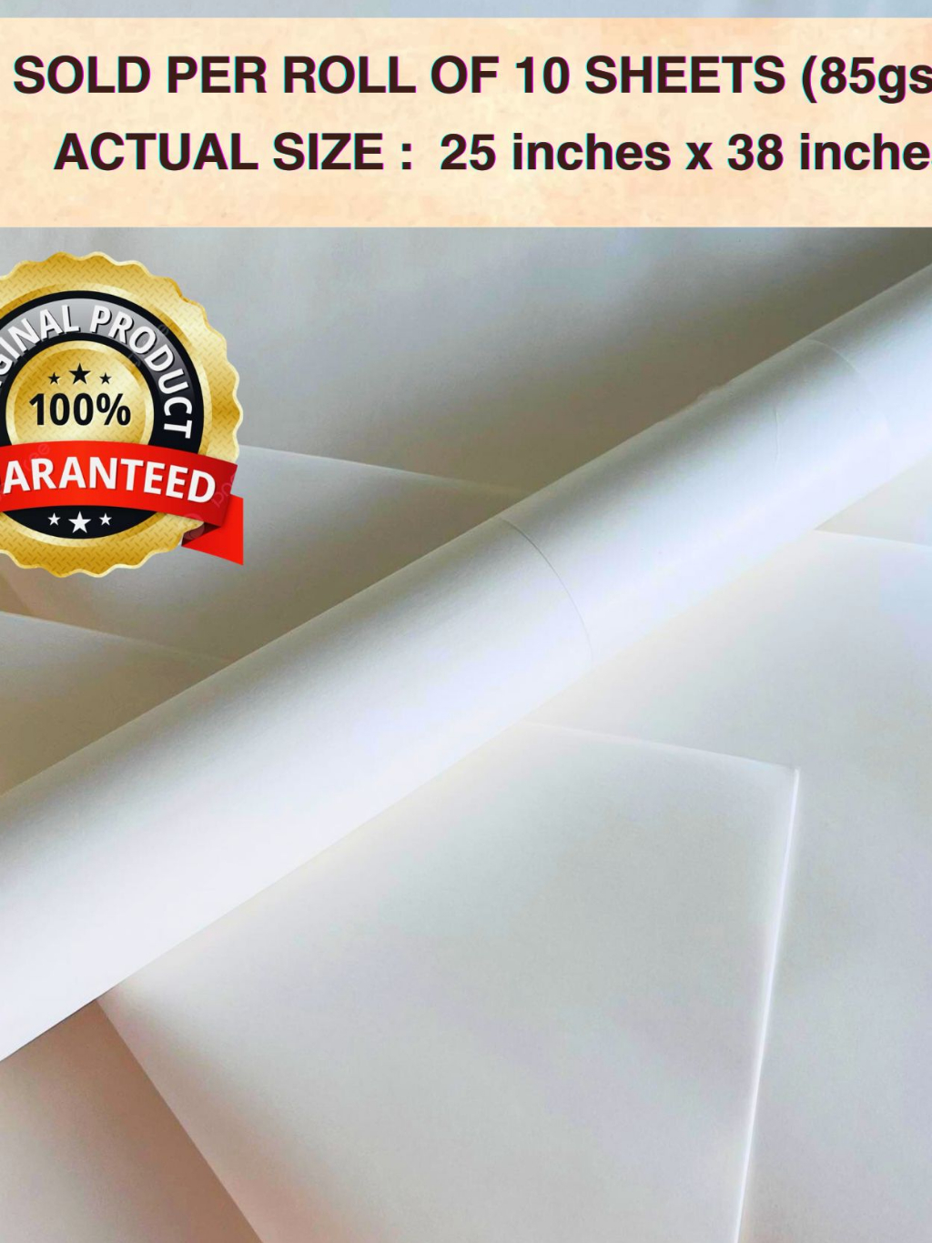 PARCHMENT PAPER SHEET VISION 85gsm ACTUAL SIZE: 25inches x 38 inches ...