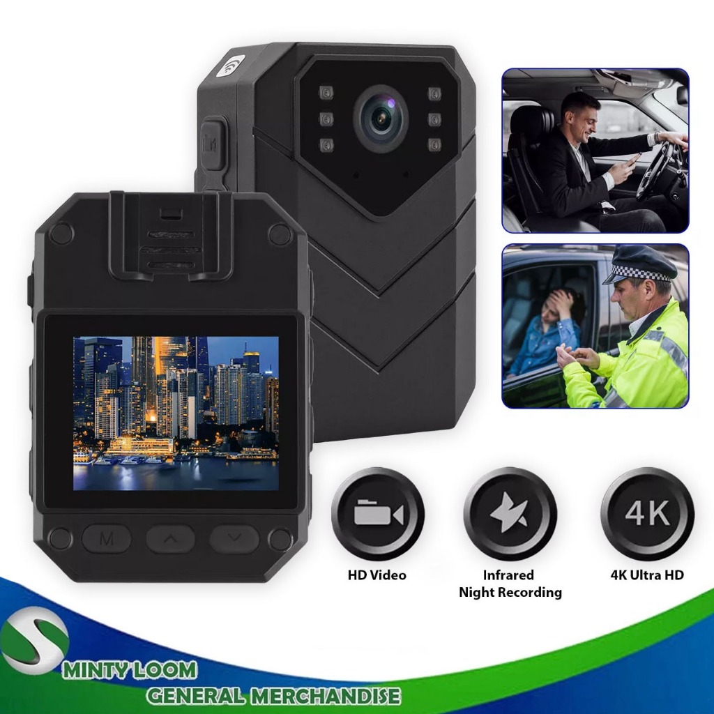 4K HD Small Camera Police Recorder with HD IPS Screen Wearable Portable ...
