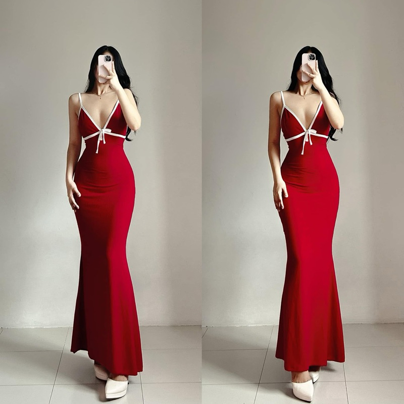 BHJN TYRA COQUETTE STRAP MAXI MERMAID DRESS | Shopee Philippines