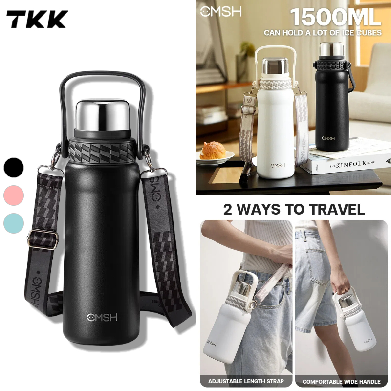 CMSH tumbler hot and cold 1.5 liter Stainless Steel Insulated Jug Handle Double Wall bottle 0484 ...