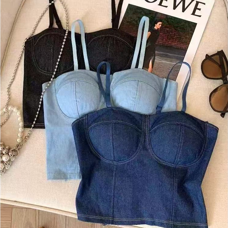 Hot Girl Halter Vest Women Retro Chest Suspender Solid Color Tube Top ...