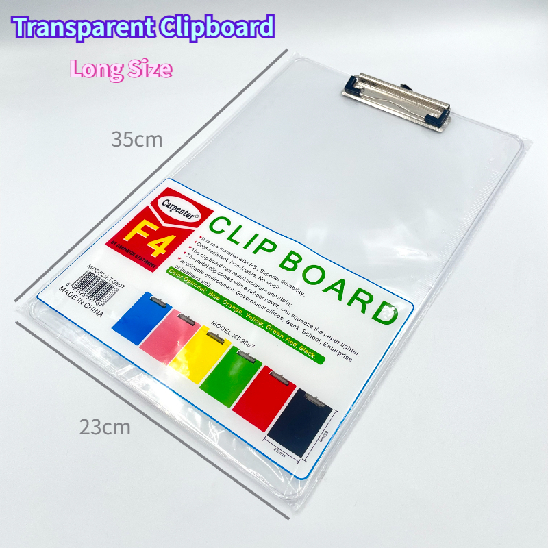 Clipboard Long Size Transparent Hardboard Writting Pad PP Clear ...