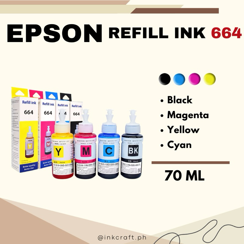 Epson Refill Ink 664 70ML CMYK | Shopee Philippines