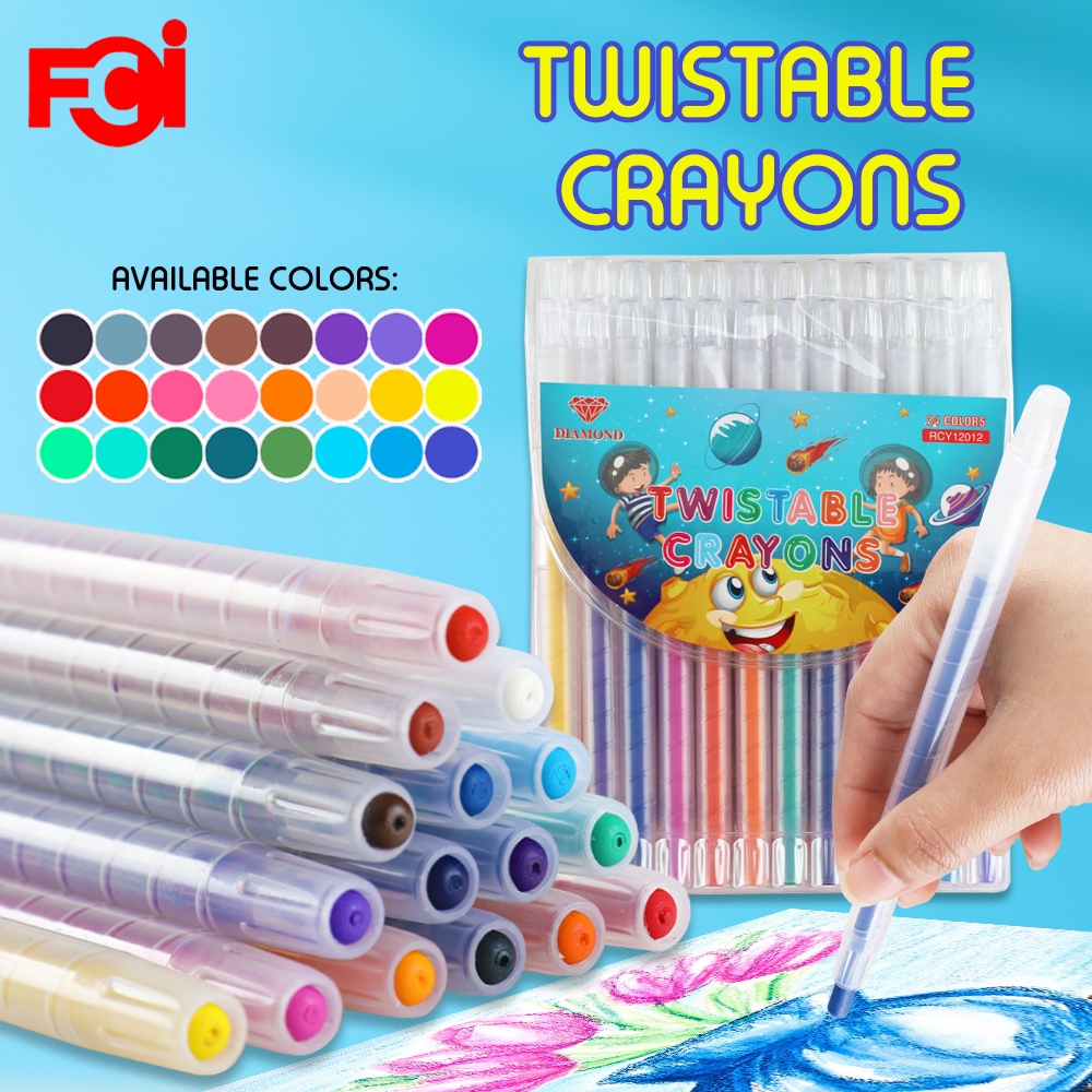 FCI Character Twistable Long Crayon Set of 8Colors/12Colors/18Colors/24 ...