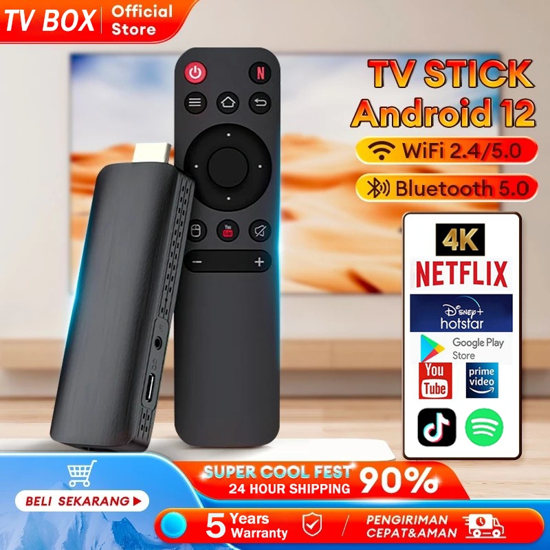 Smart TV Stick 4K Mini TV Box Android HDMI 5G WIFI Built-in Netflix YouTube Disney Google TV ...