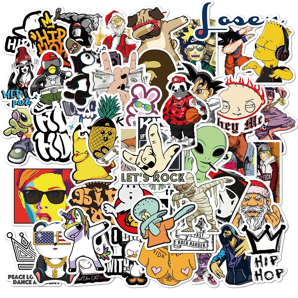 200/100/50PCS Cool Vinyl Variety Stickers Pack for Helmet Bicycle Hand ...