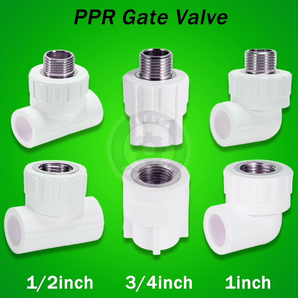 PPR White Fittings Elbow Coupling Male / Female Threaded Tee Adapter ...