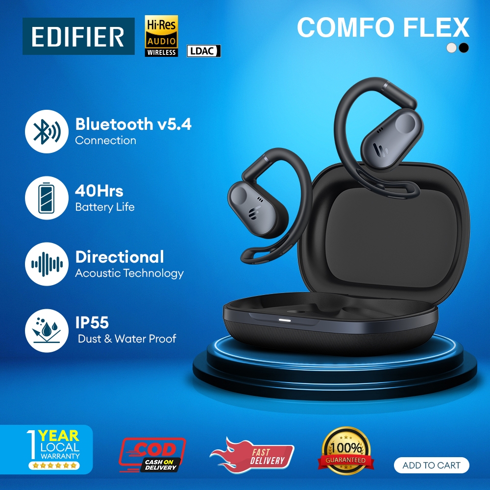 EDIFIER Comfo Flex black Open-ear True Wireless Earbuds | Shopee Philippines