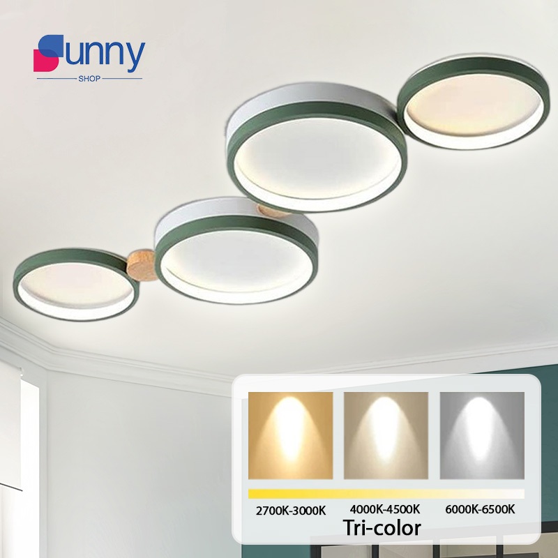 LED Ceiling Light Tri-Color Dimmable Macaron Modern Design Green ...