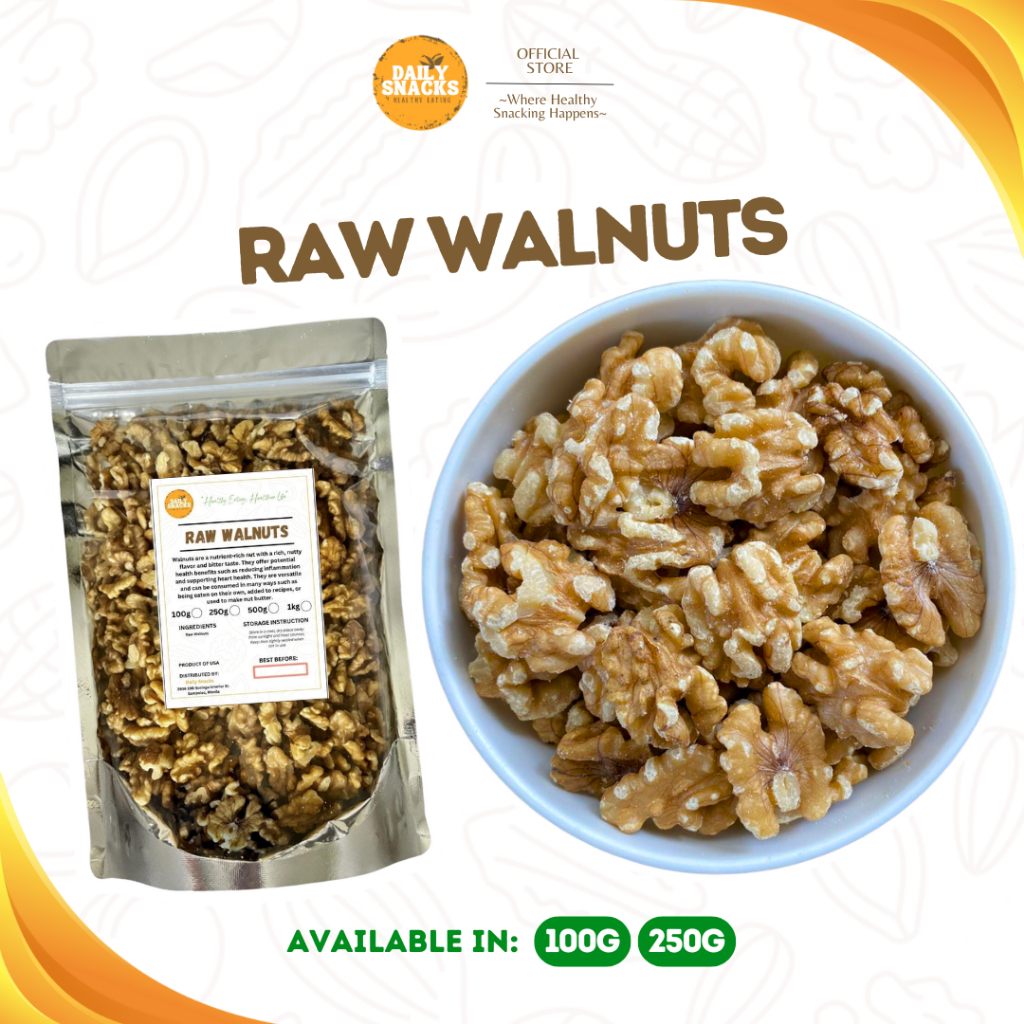 Daily Snacks Raw Walnuts (USA) 100g & 250g - in Ziplock Pouch | Shopee ...