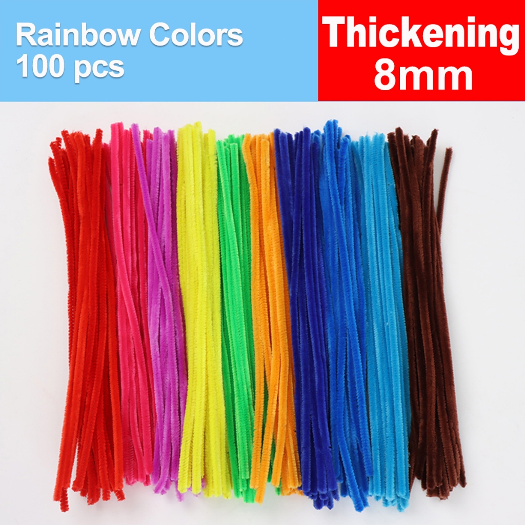 100Pcs DIY Multicolour Fuzzy Wire Bouquet Material Twisted Stick Craft ...