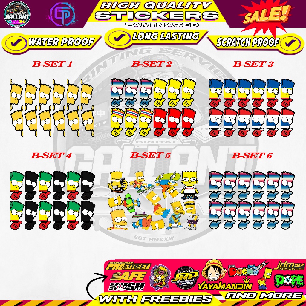 Bart Simpson Character Peeker Stickers(High Quality Glossy) Motorcycle ...