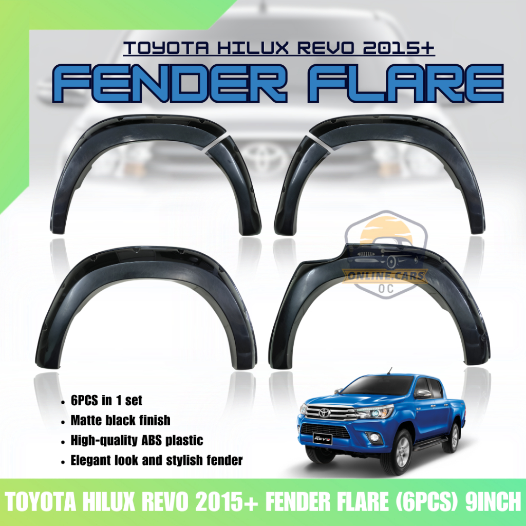 OC TOYOTA HILUX REVO 2015+ FENDER FLARE (6PCS) 9INCH (11647) | Shopee ...