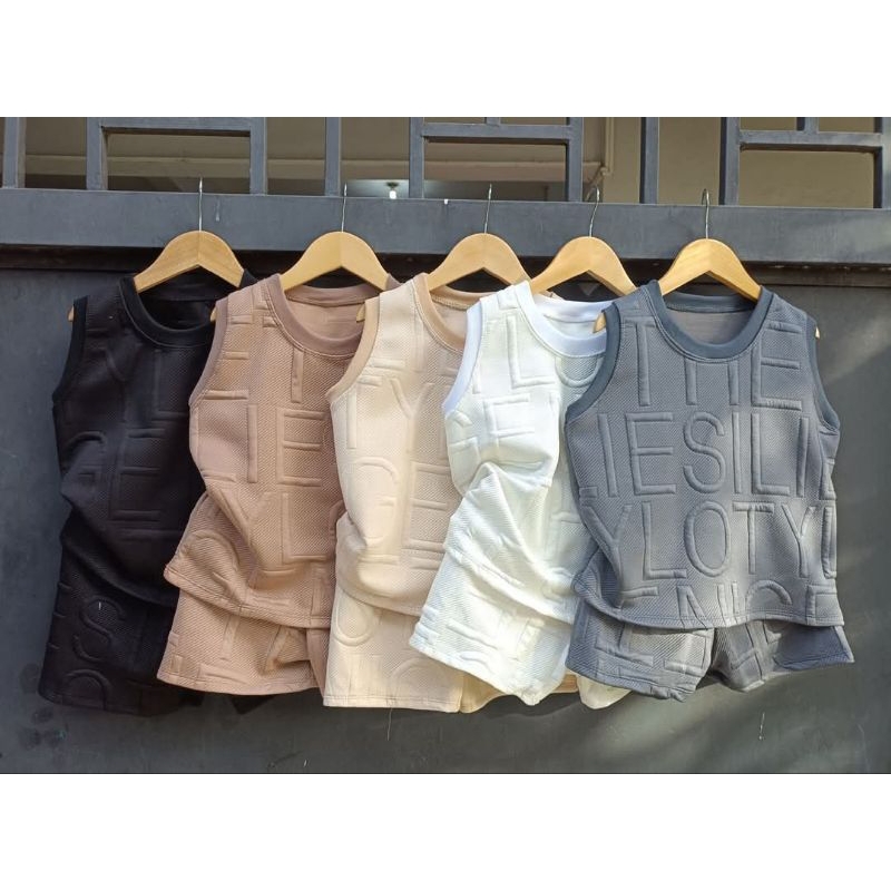 SummerJacquard letter tank top short terno for kids (2-6 yrs old ...