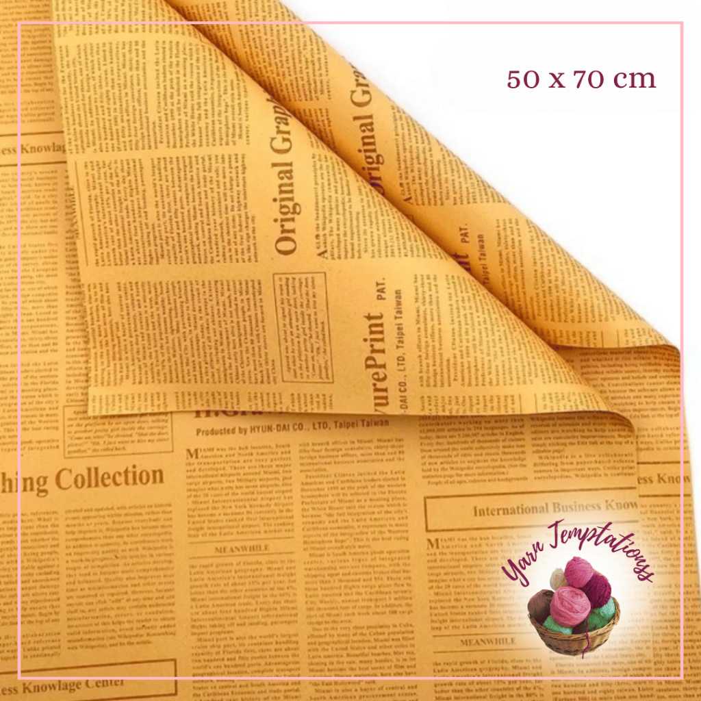 2pcs Vintage Newspaper Design Flower Bouquet Wrapper 50x70 cm | Yarn ...