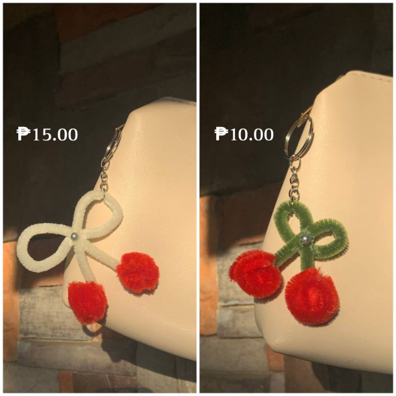 Fuzzy Wire Cherry Keychain | Shopee Philippines