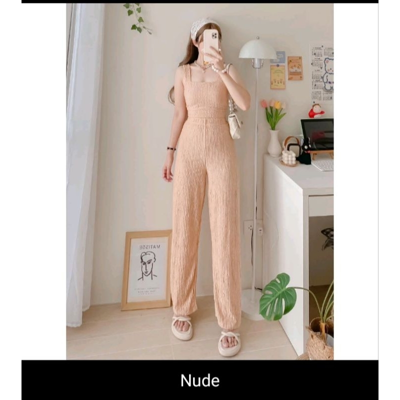 Sienna Coordinates Sando & Pants Bark Crepe Fabric (S-M & L-XL ...