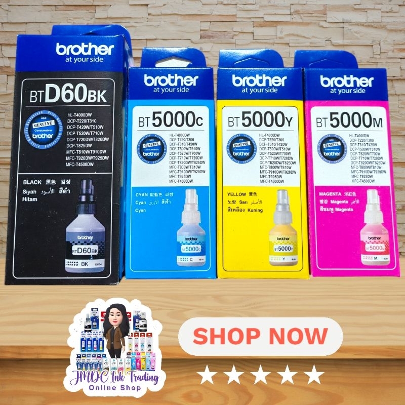 Genuine Brother BTD60BK Black & BT5000 CYM Ink Refill (Black, Cyan, Yellow, Magenta) | Shopee ...