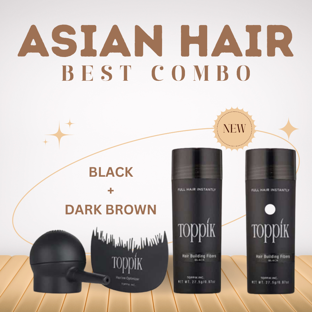 Toppik Hair Fibers BEST ASIAN HAIR COLOR COMBINATION BLACK DARK BROWN ...