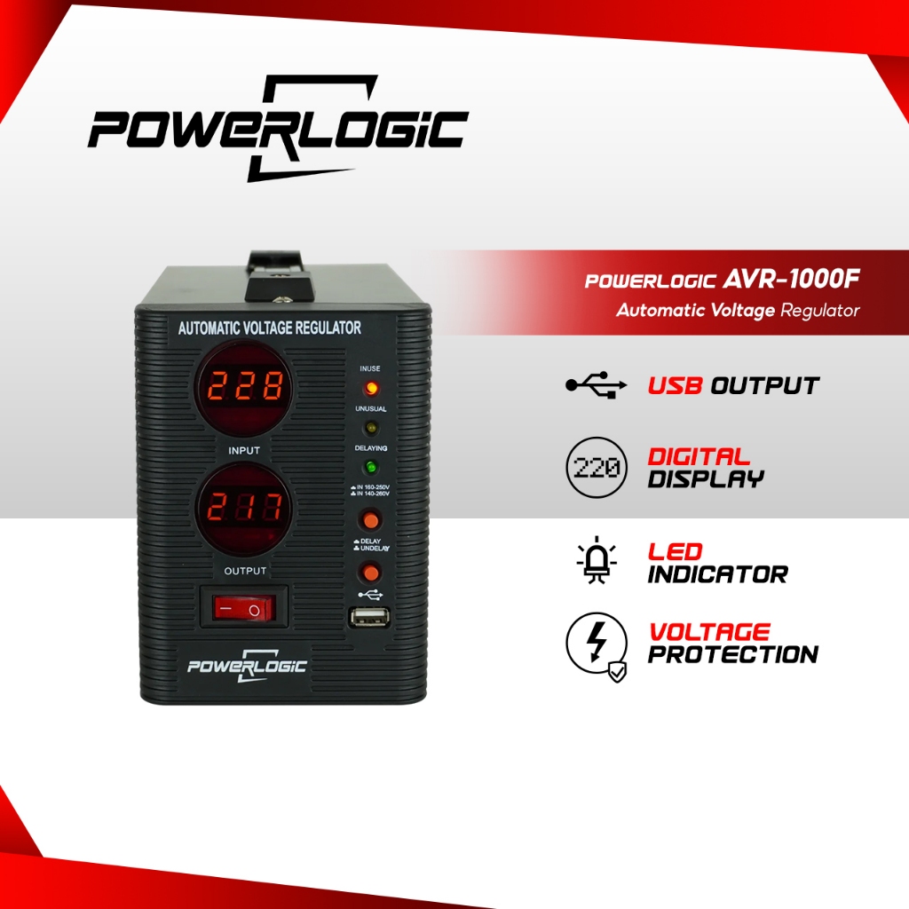 POWERLOGIC AVR-1000F (1000W AVR,60Hz,Input 160-260V,Output 220Vac) | Shopee Philippines