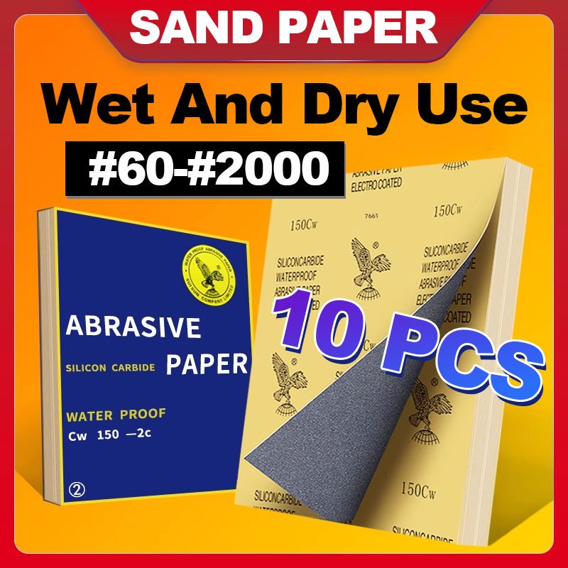 10PCS Sandpaper Grit#60-#2000 Polishing Sanding Paper Wear-resistant ...