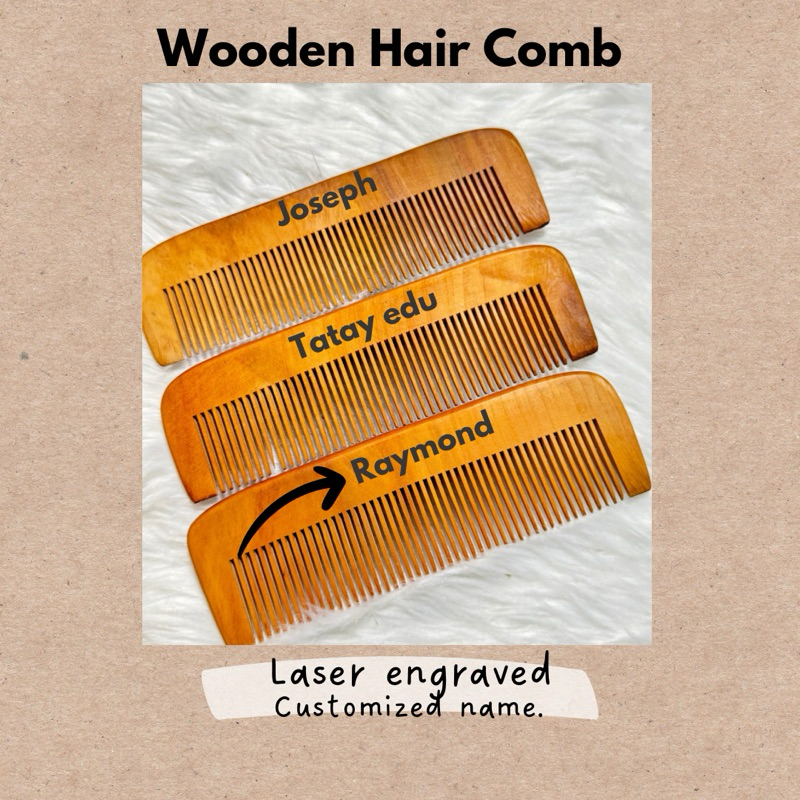 Personalized Wooden Hair Comb Laser Engraved Souvenir Giveaway Gift ...