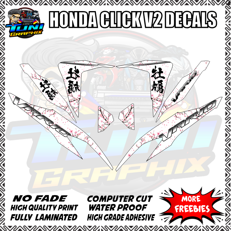 Honda Click 125i V2 Sakura White Series Decals | Shopee Philippines