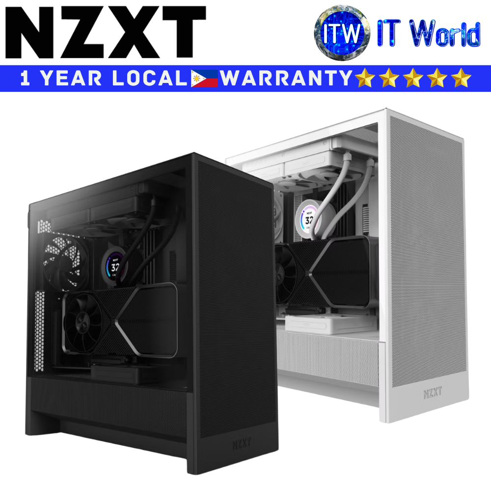 NZXT Computer PC Case H5 Flow Compact Mid-Tower ATX Airflow Tempered ...