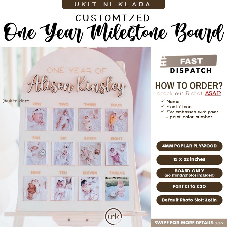 UNK - One Year Milestone Board Customized | ukit ni klara personalized ...