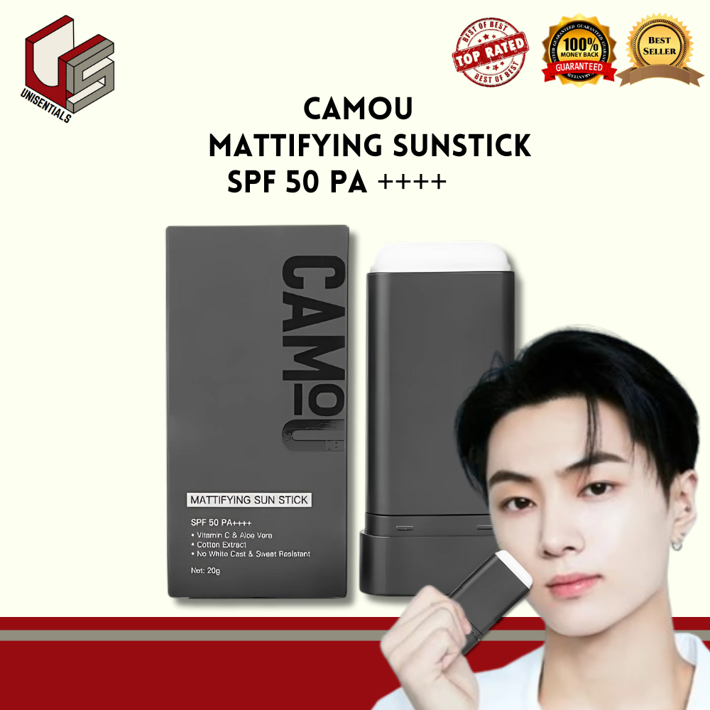 Camou Men's Mattifying Face Sunscreen Stick SPF 50 PA Oil Control Sweat ...