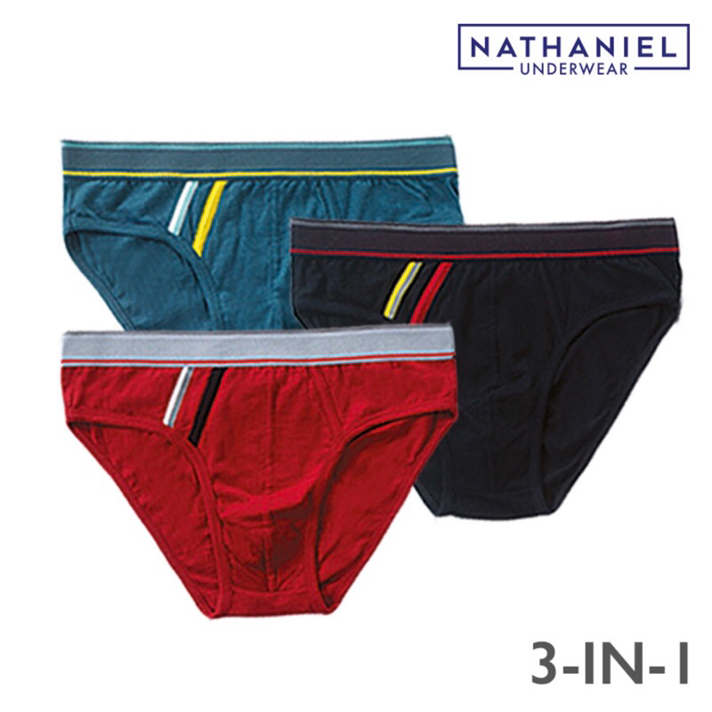 HEDWIG Natasha Nathaniel Men's 3-in-1 Cotton Brief Plain | Shopee ...
