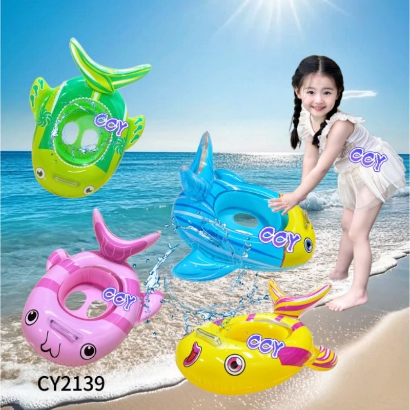 New baby cartoon fish-shaped inflatable handle small fish-shaped boat ...