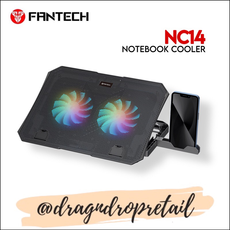 FANTECH NC14 Notebook Laptop Cooler RGB Cooling Pad 2 Fans with Phone ...