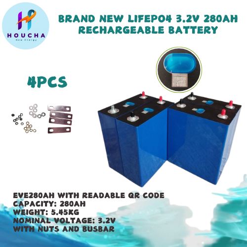 4PCS 3.2V EVE 280AH / BATTEROTECH 324AH / CORNEX 280AH BATTERY Prismatic LiFePO4 Lithium Ion ...