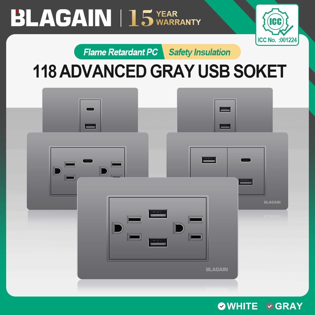 Blagain Wide Series Outlet With Usb And Type C | Shopee Philippines