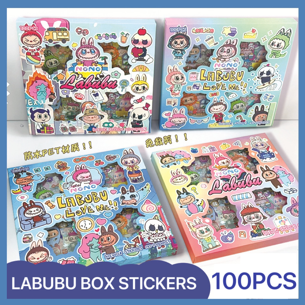 100 Sheets/Box Labubu Sticker Waterproof DIY Guka | Shopee Philippines