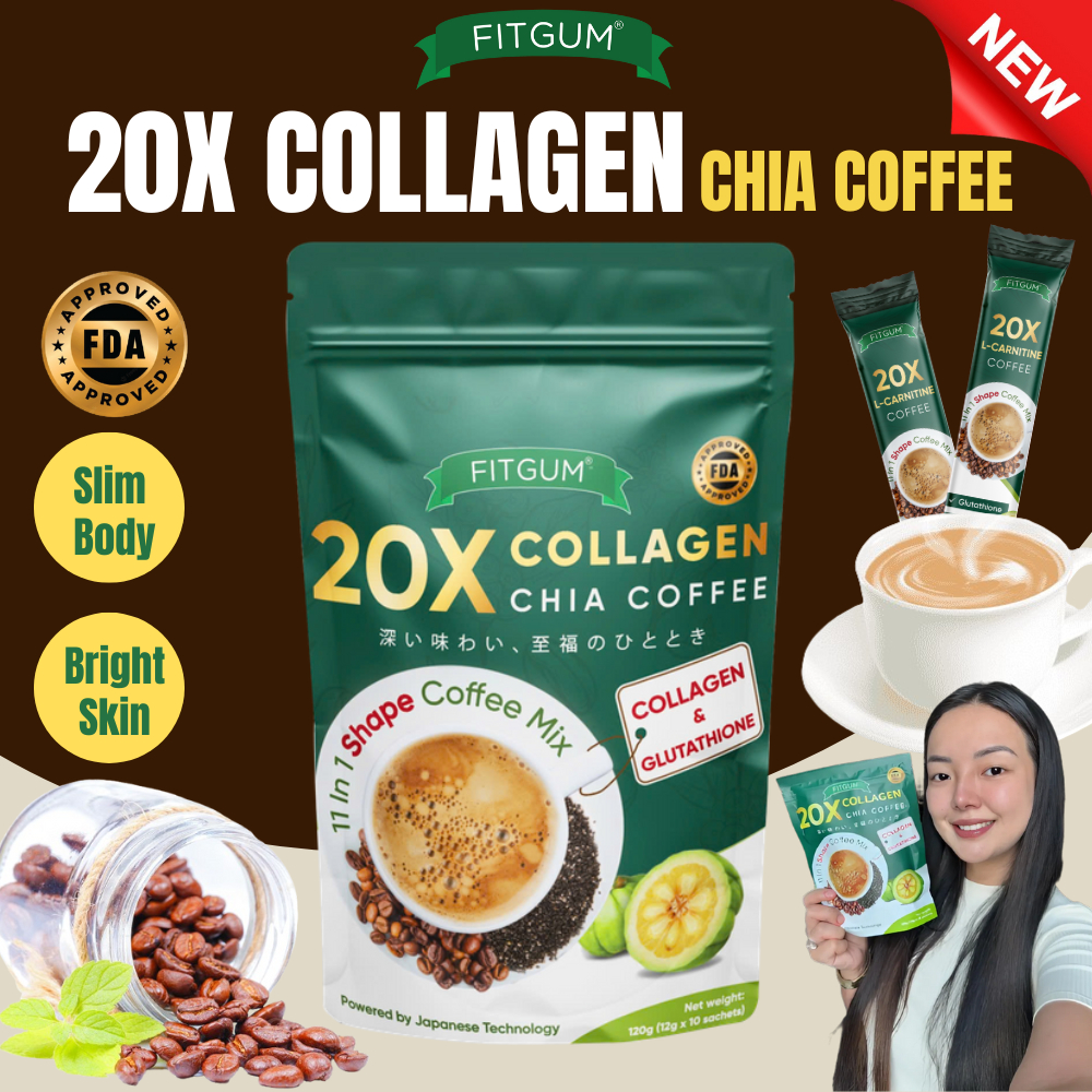 FITGUM 20X Collagen Chia Coffee add Glutathione Collagen Coffee For ...