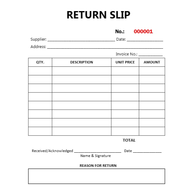 RETURN SLIP - GENERIC - CARBONIZED - SMALL 4x5 | Shopee Philippines