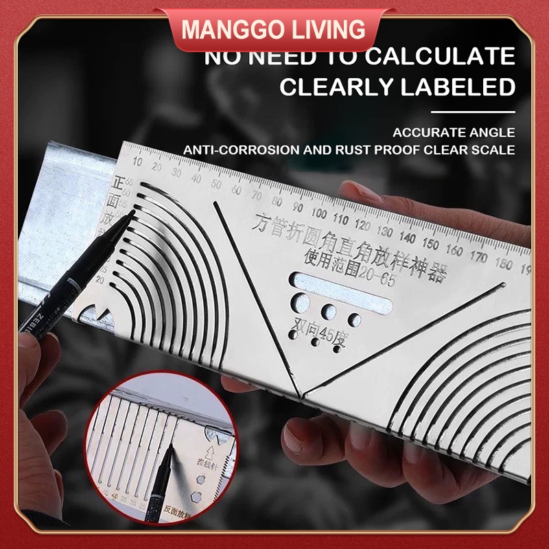 Multifunctional Metal Ruler Square Tube Rounded Corners And Angles ...