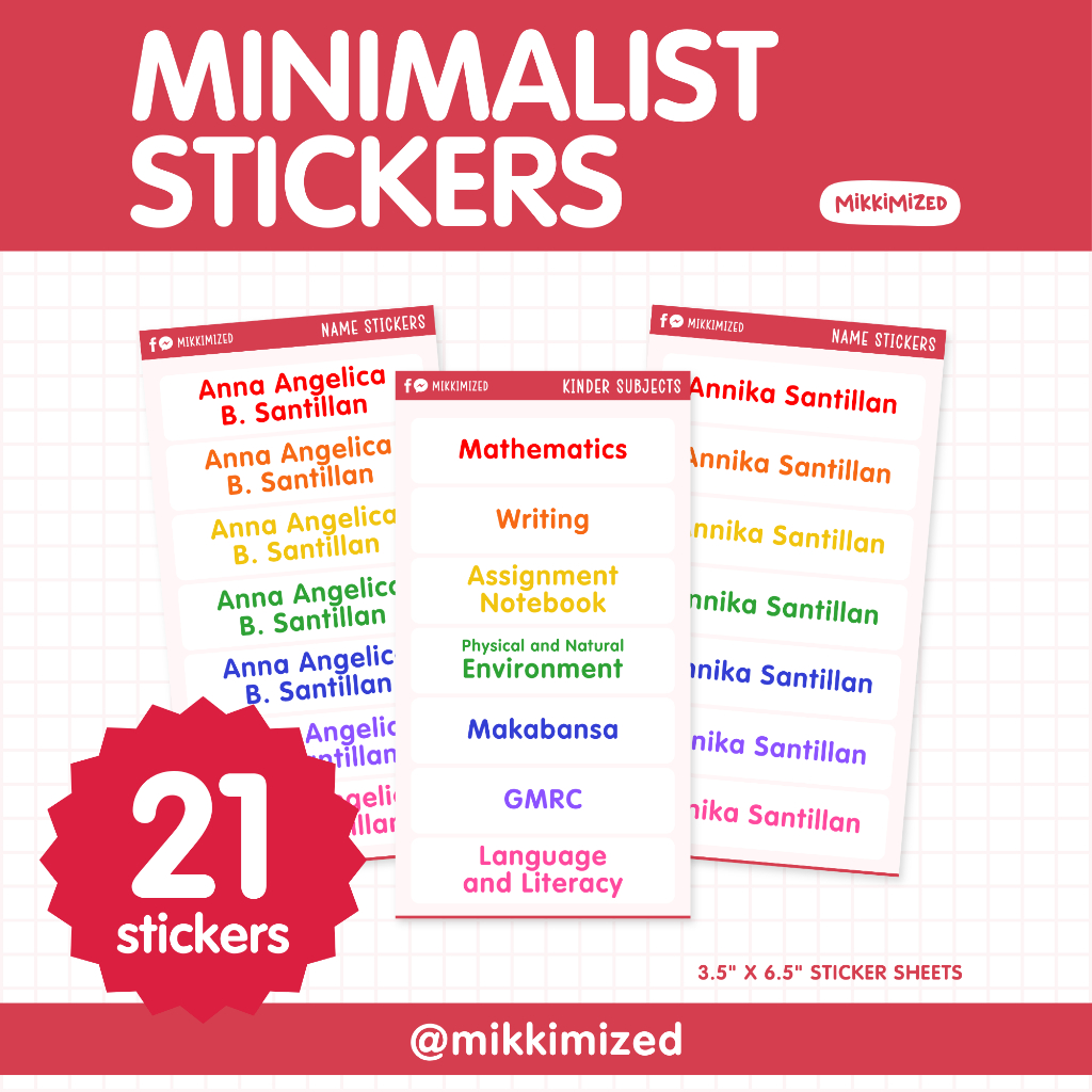 MINIMALIST NAME AND SUBJECT STICKERS | Personalized Labels | Trio ...