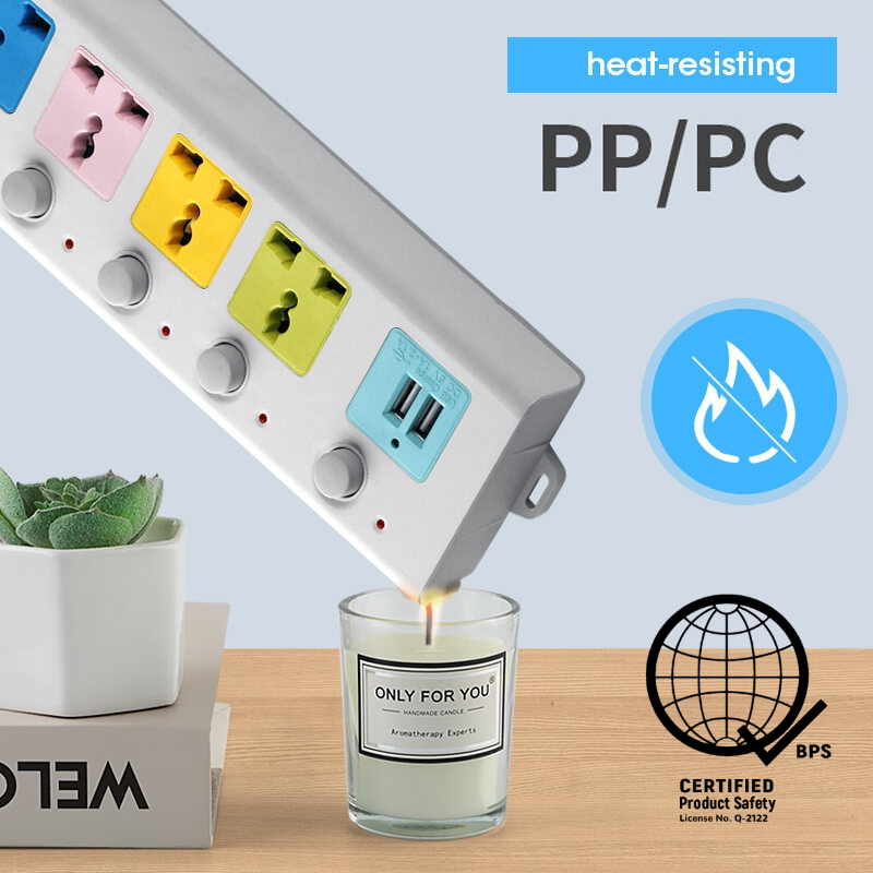 Home Deer Multi-Function Socketwith 4 Power Socket AND 2 USB Ports ...