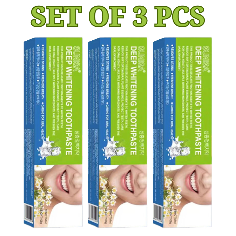 Set of 3 pcs SUNISA Whitening Toothpaste Easy solution for yellow teeth ...