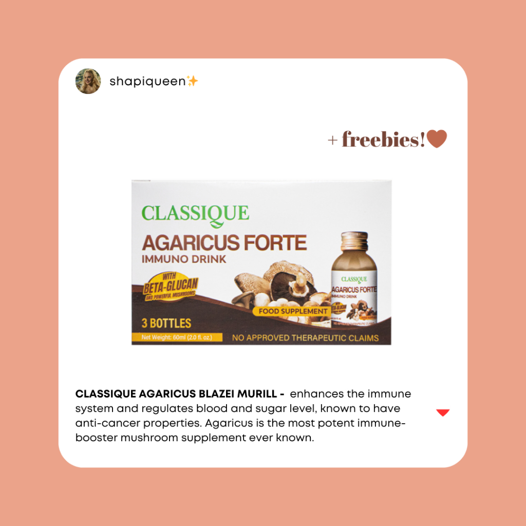Classique Agaricus Forte Immuno Drink with Beta-Glucan 3 bottles (1 BOX ...
