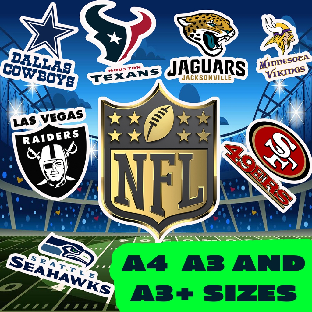 NFL LOGOS DTF PRINT READY TO PRESS A4 A3 AND A3+ SIZES FOR SHIRTS AND ...