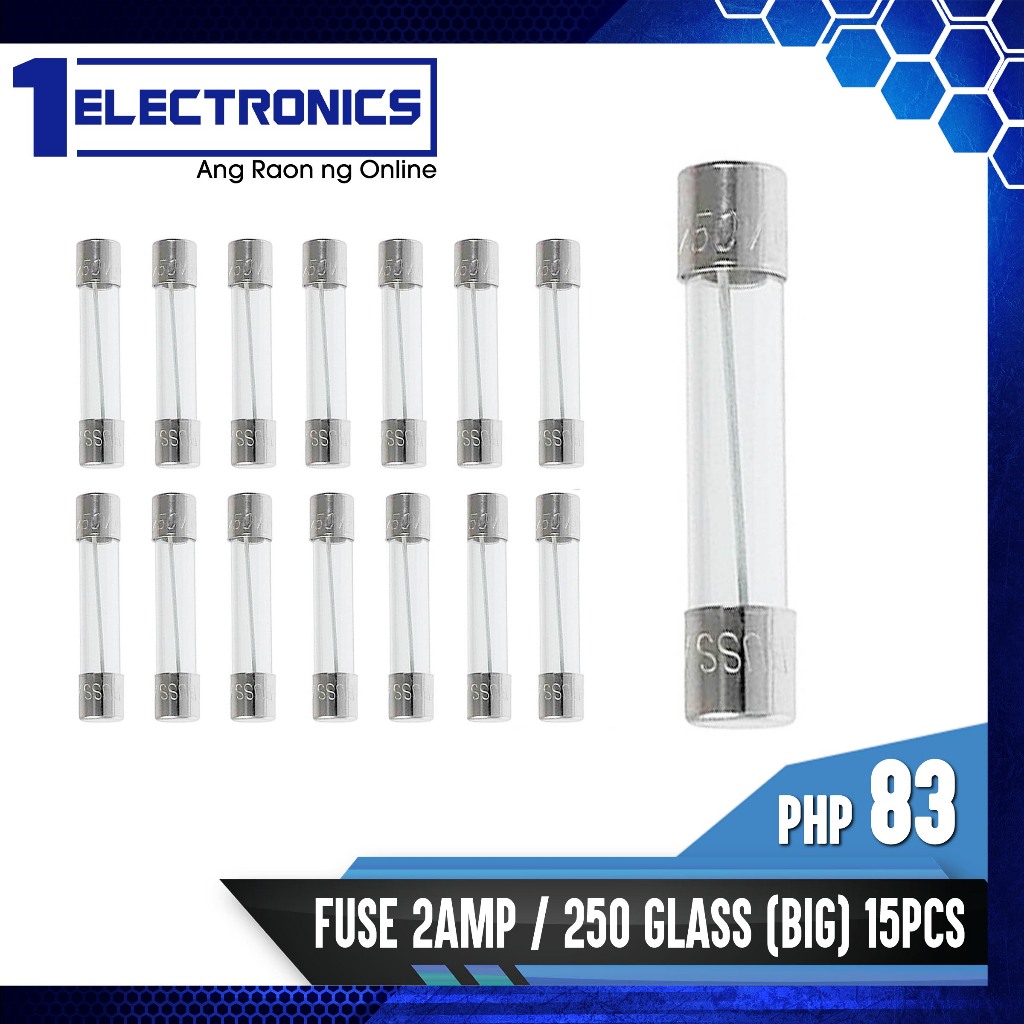1Electronics 15pcs Fuse 2AMP / 250V Glass (BIG) | Shopee Philippines