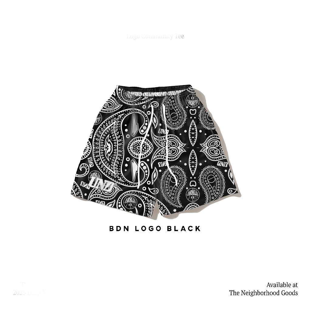 UNDRAFTED UND Bandana Logo Black Mesh Shorts W/ FREE STICKERS | Shopee ...