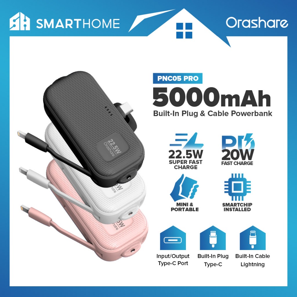 Orashare PNC05Pro 5000mAh Mini Power Bank 22.5W Fast Charge Type C ...