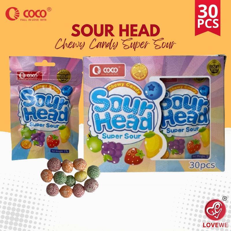 COCO Candy Sour Head Chewy Candy 30pcs Per Inner Box | Mix Flavour ...
